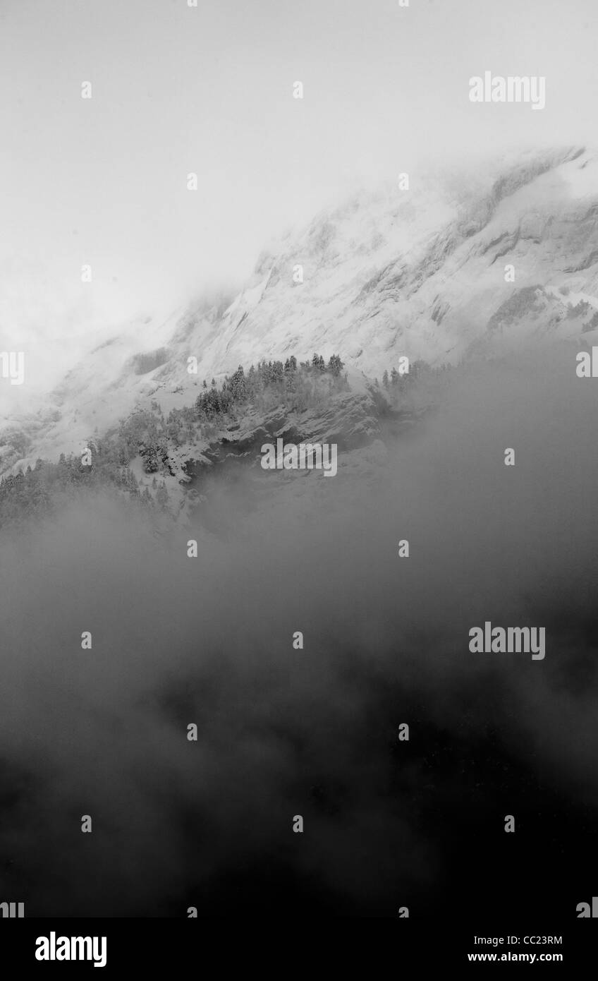 Ossau Valley, Aas. Pyrenees France during a summer blizzard Stock Photo ...