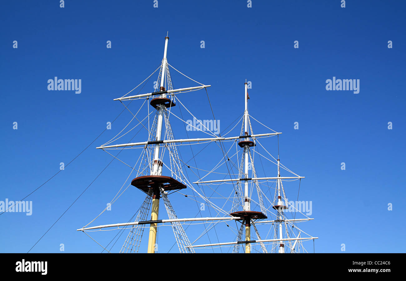 ship mast on blue background Stock Photo - Alamy