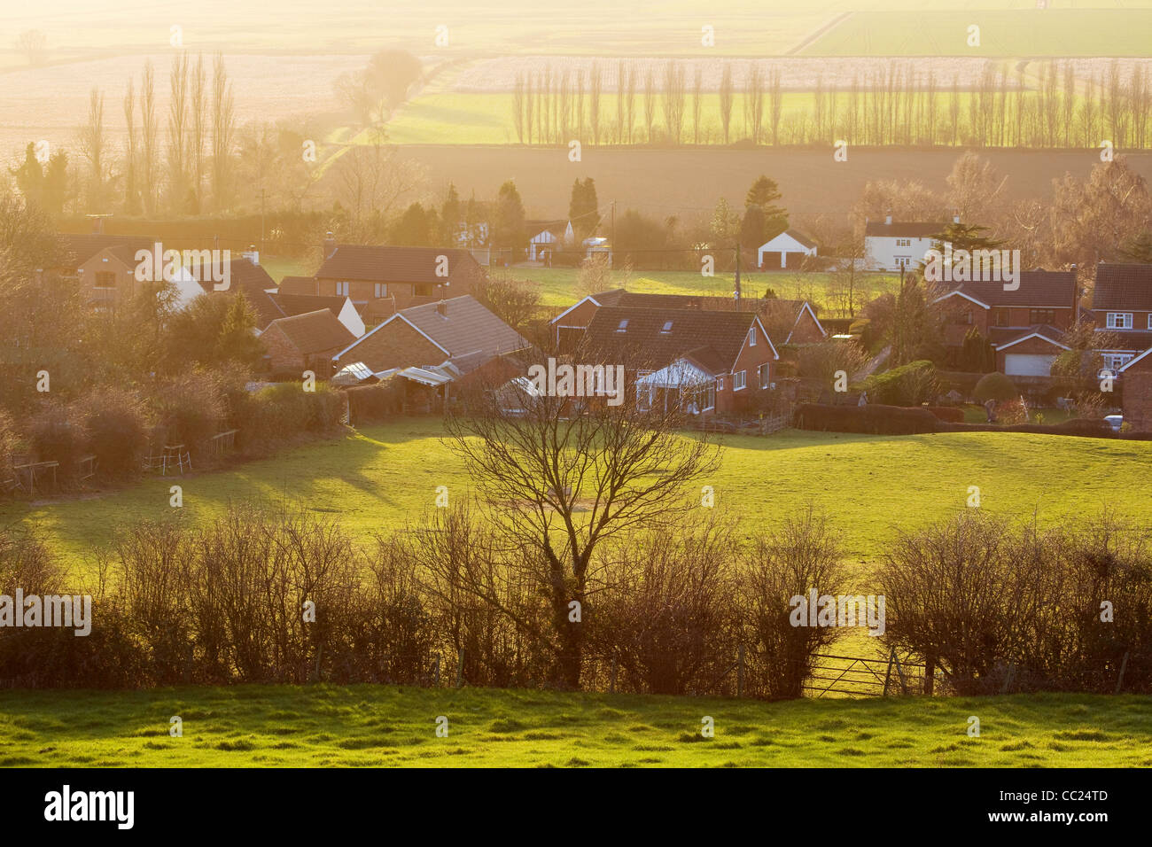 The North Lincolnshire village of Bonby on a sunny January evening ...