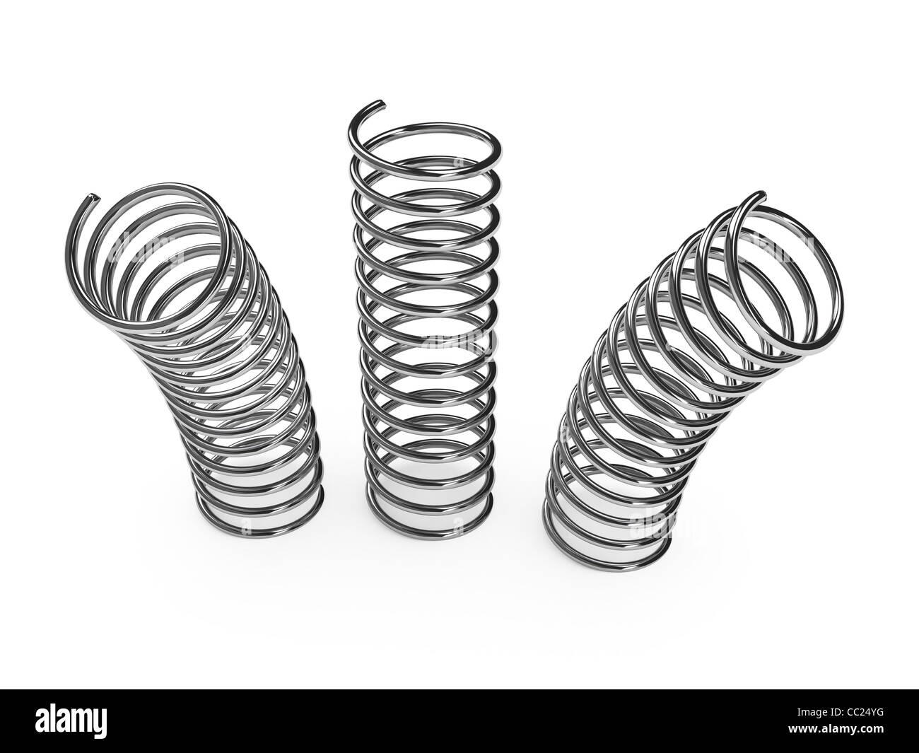 Chrome metal spring over white background. 3d rendered image Stock ...