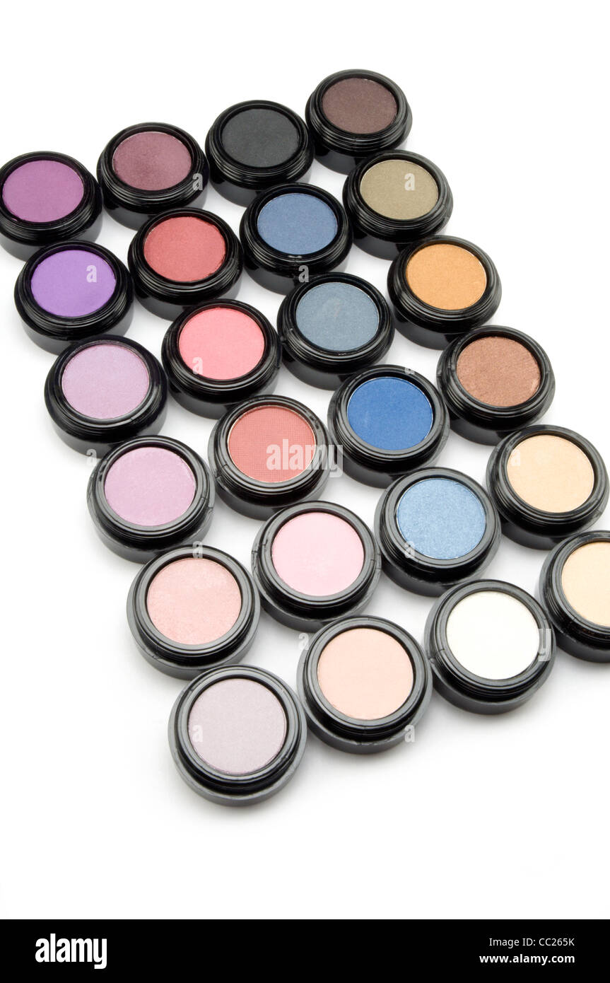 Containers of different shades of eyeshadow Stock Photo - Alamy
