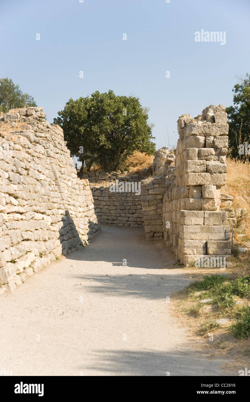 The walls of the archaeological site of Troy, Turkey Stock Photo - Alamy