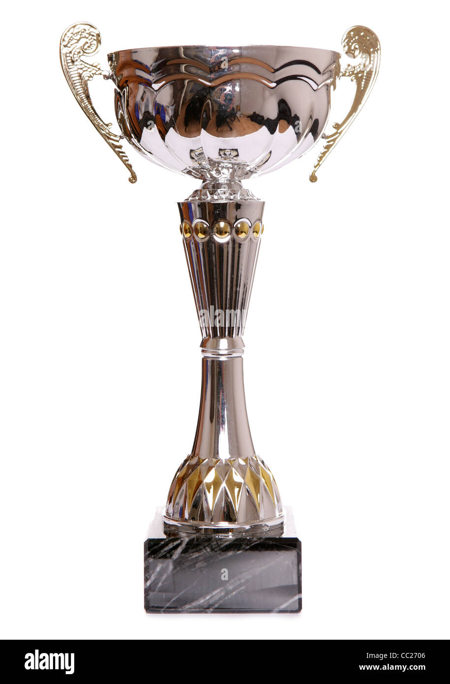 Silver trophy on white background Stock Photo - Alamy