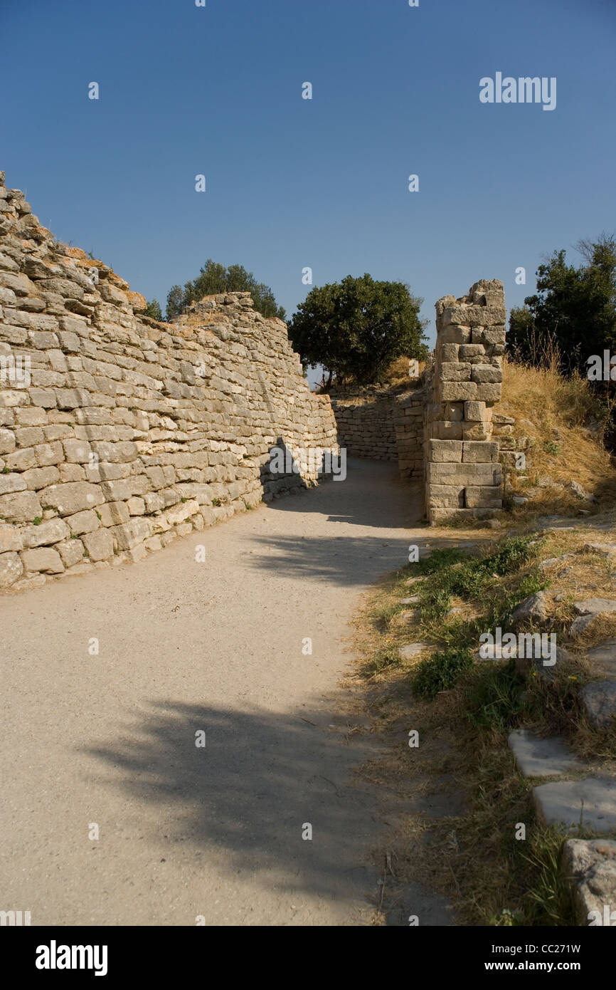 The walls of the archaeological site of Troy, Turkey Stock Photo - Alamy