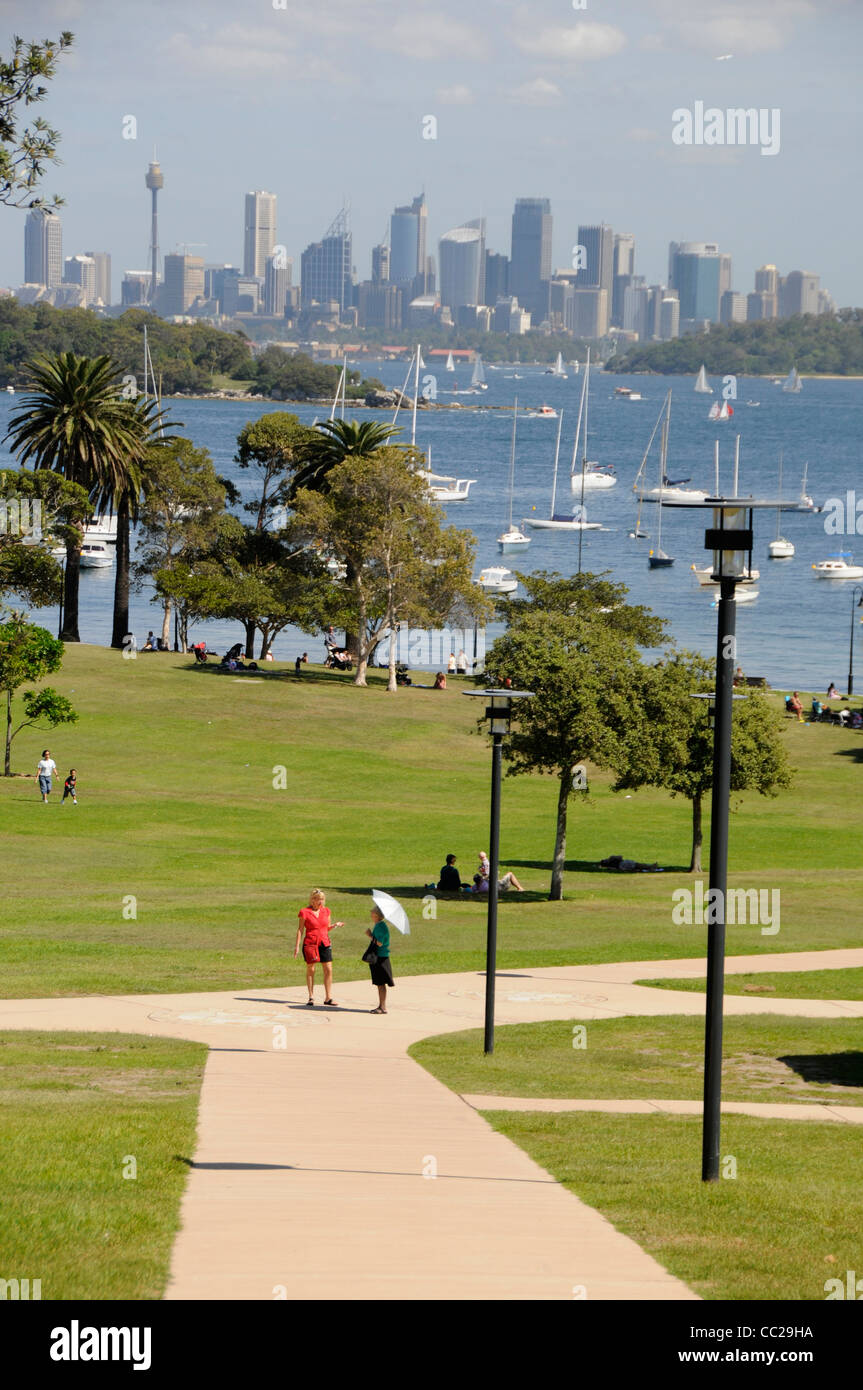 Visitors enjoying the sunshine in Robertson Park at Watsons Bay on ...