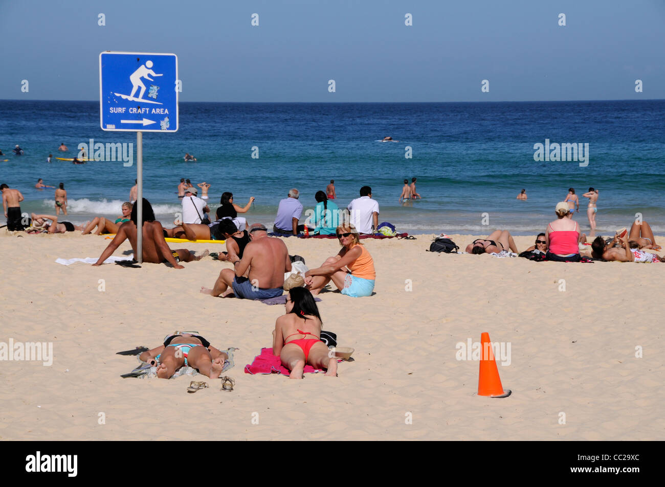 A surfing direction sign area for surfers is permitted at Bondi Beach ...