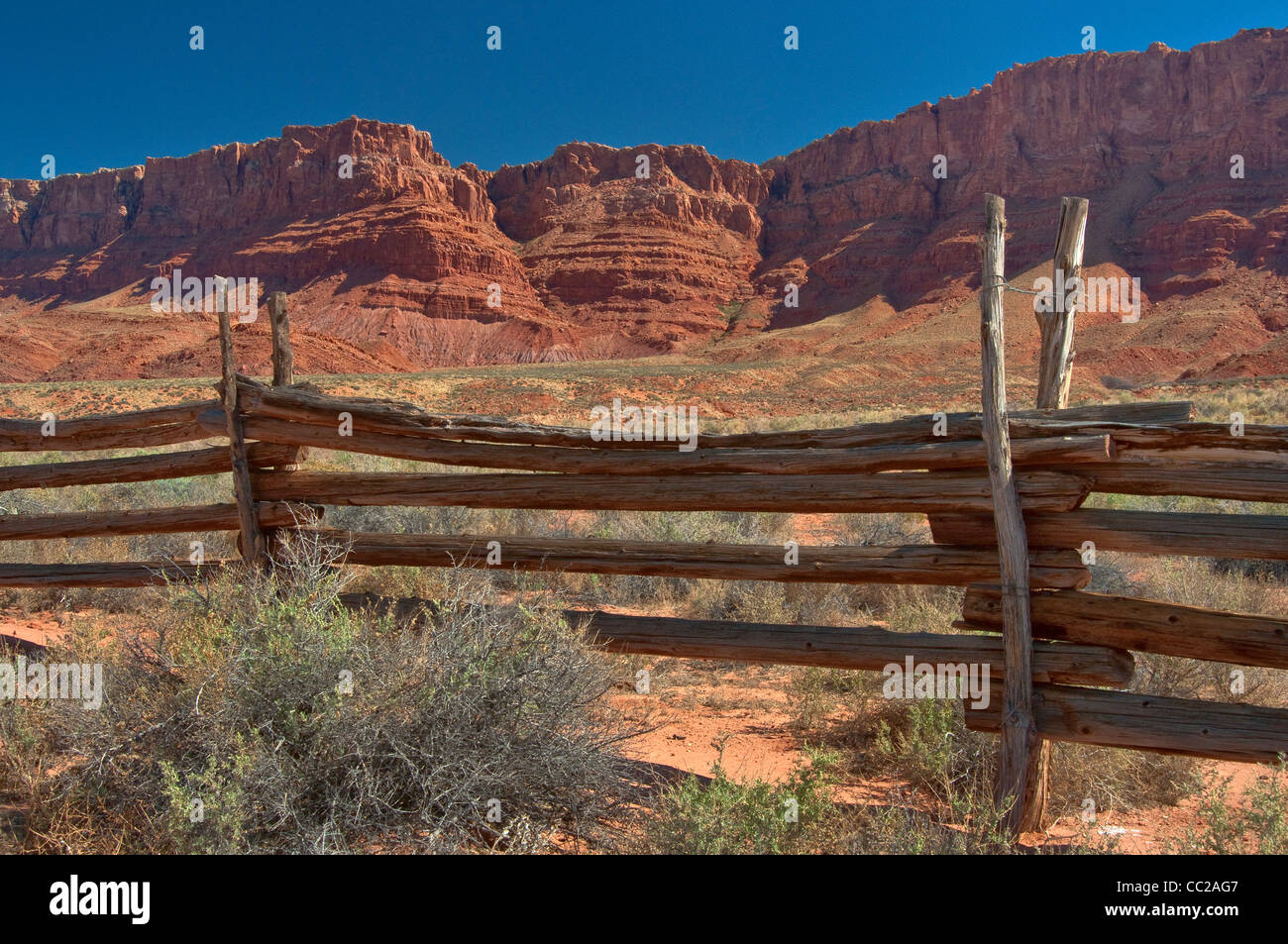Old fence at abandoned ranch near Jacobs Pool water well, Paria Plateau ...
