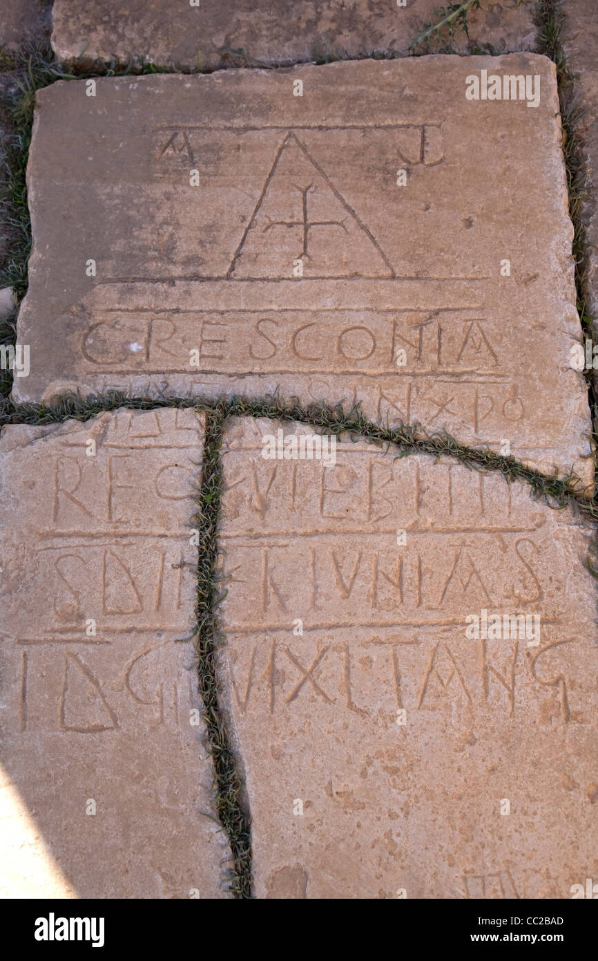 Byzantine inscription, Haidra, Tunisia Stock Photo - Alamy