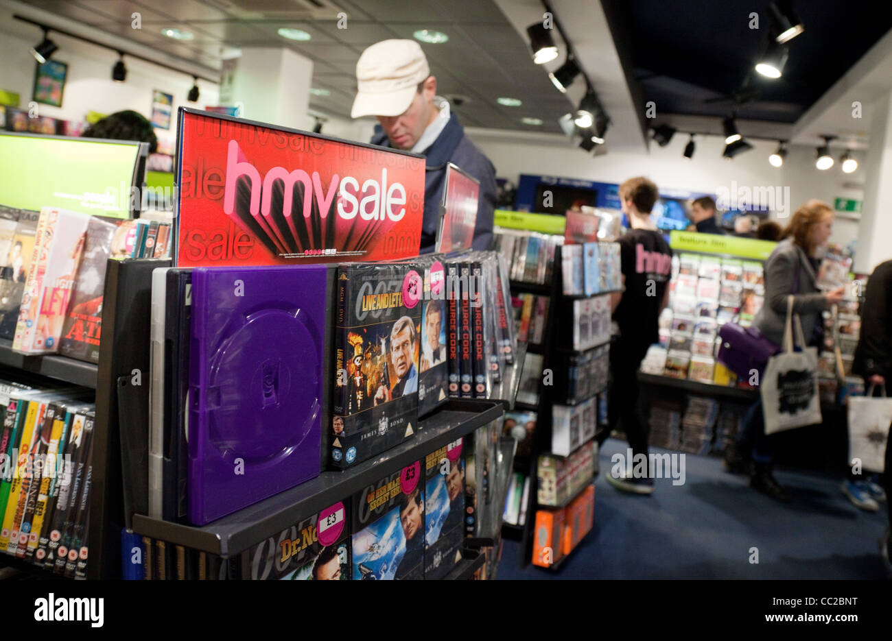 Interior HMV store during the sales, Cambridge UK Stock Photo - Alamy