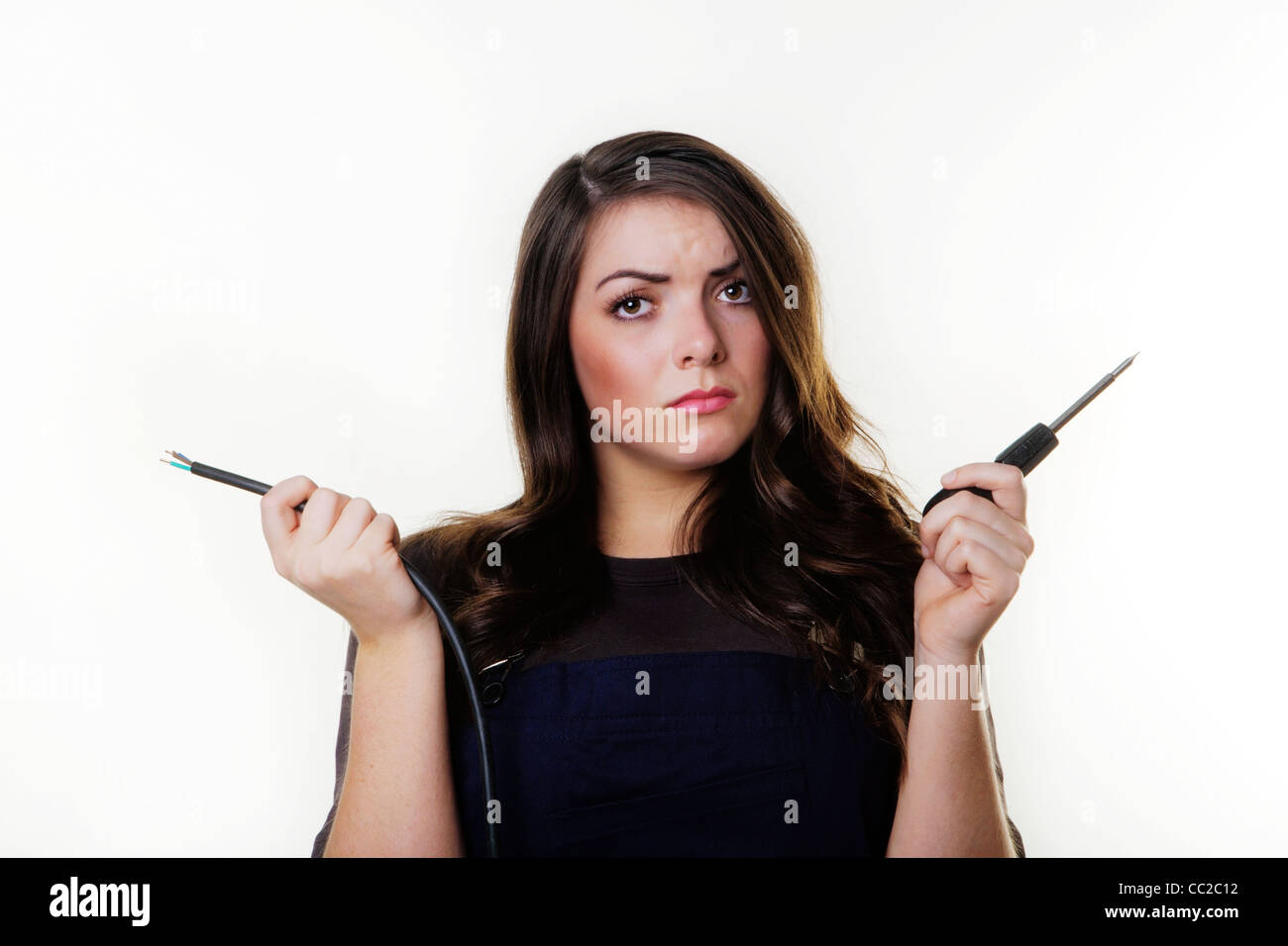 woman doing some electrical wiring Stock Photo - Alamy