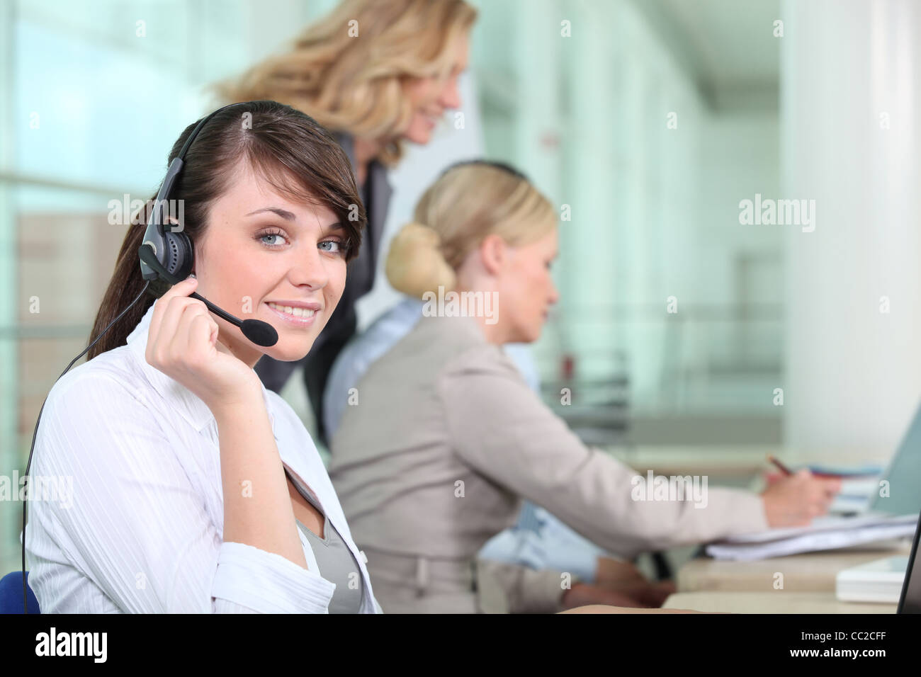 Women working in a call center Stock Photo - Alamy