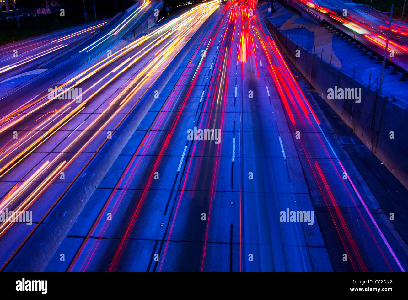 Freeway Traffic at Night Stock Photo - Alamy