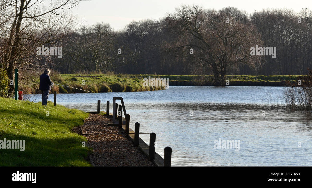 older man fishing on river waveney at geldeston Stock Photo - Alamy