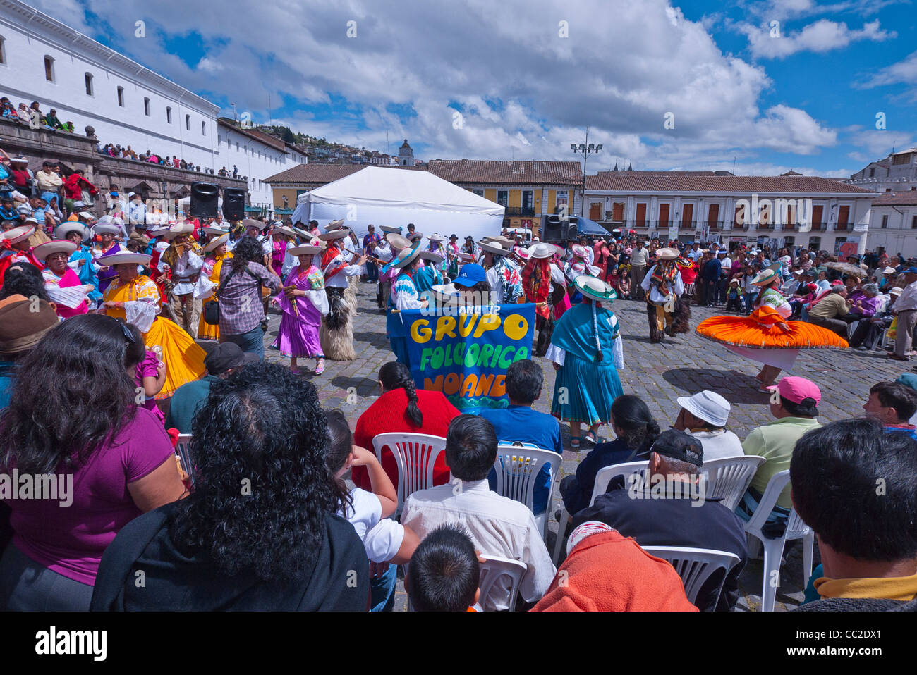A crowd gathers in front of the Iglesia de San Francisco, the major ...