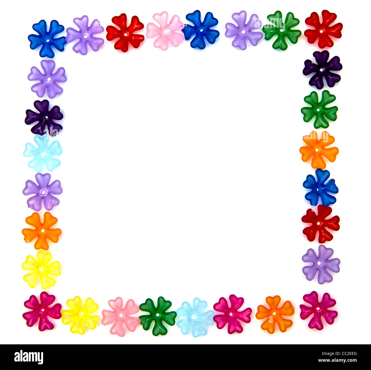 frame of colorful beads isolated on white background Stock Photo - Alamy