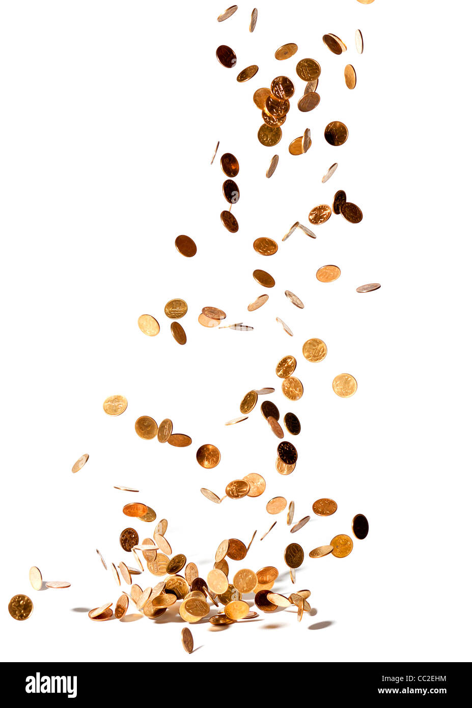 photo of coins falling on white background Stock Photo - Alamy