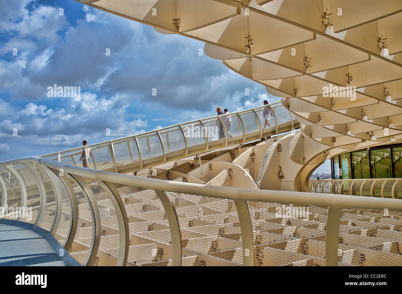 Walkway on the top of Metropol Parasol structure, Seville, Spain Stock ...