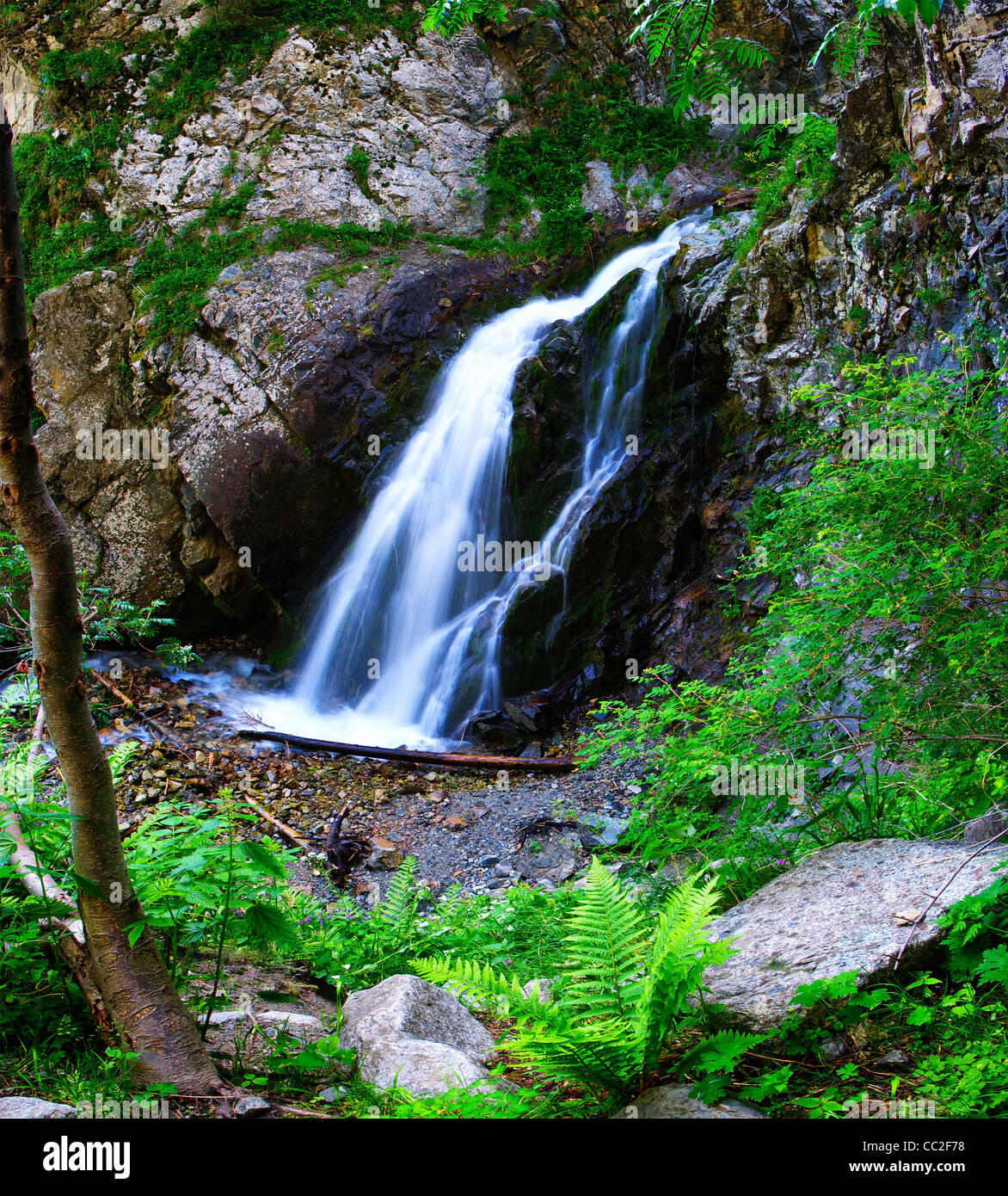 Second waterfall in gorge Ayu-Say, Tien-Shan mountains, Kazakstan Stock ...