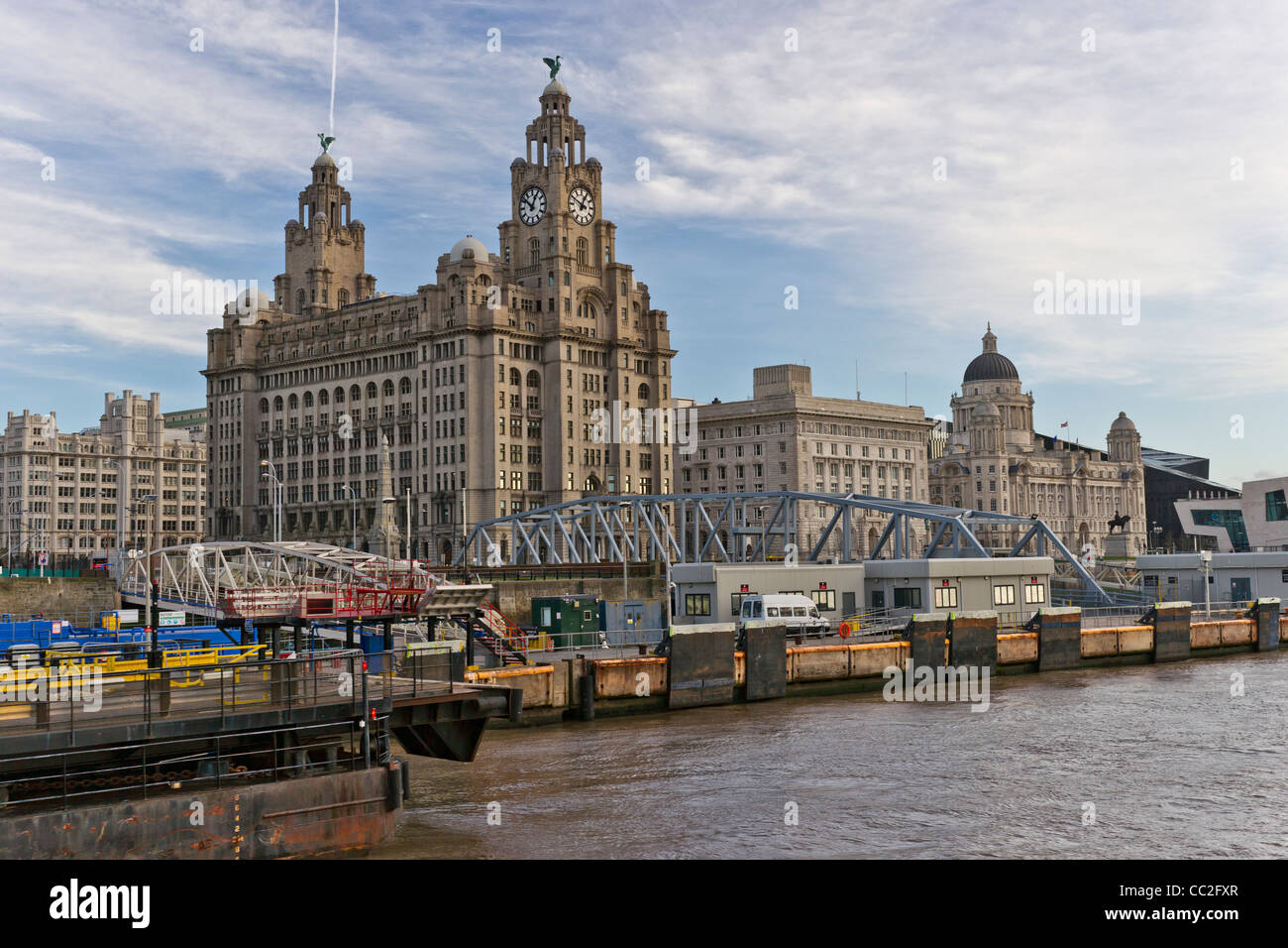 Liverpool waterfront from the ferry across the River Mersey Stock Photo ...