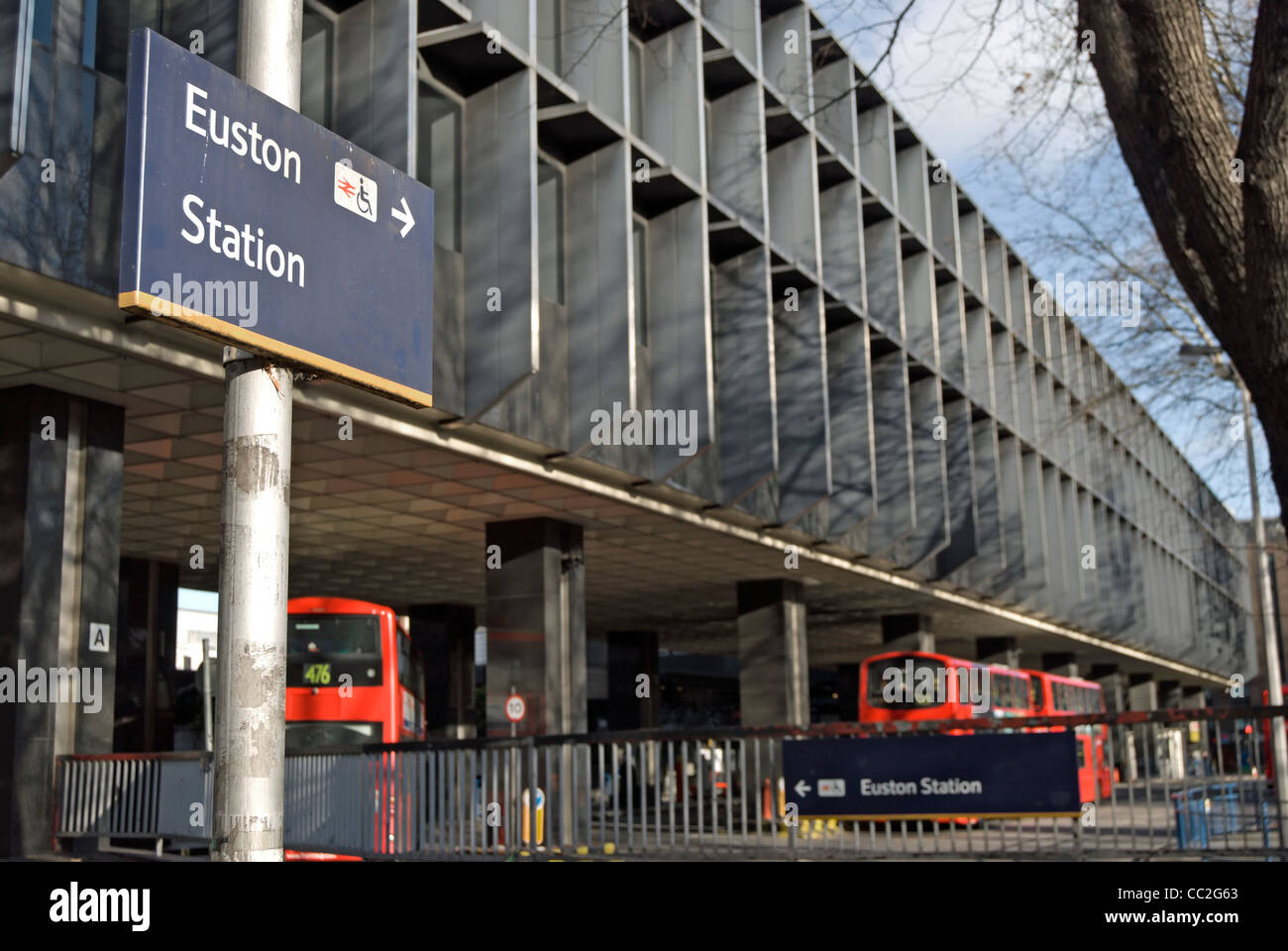 right pointing sign for euston station, london, england, with station ...