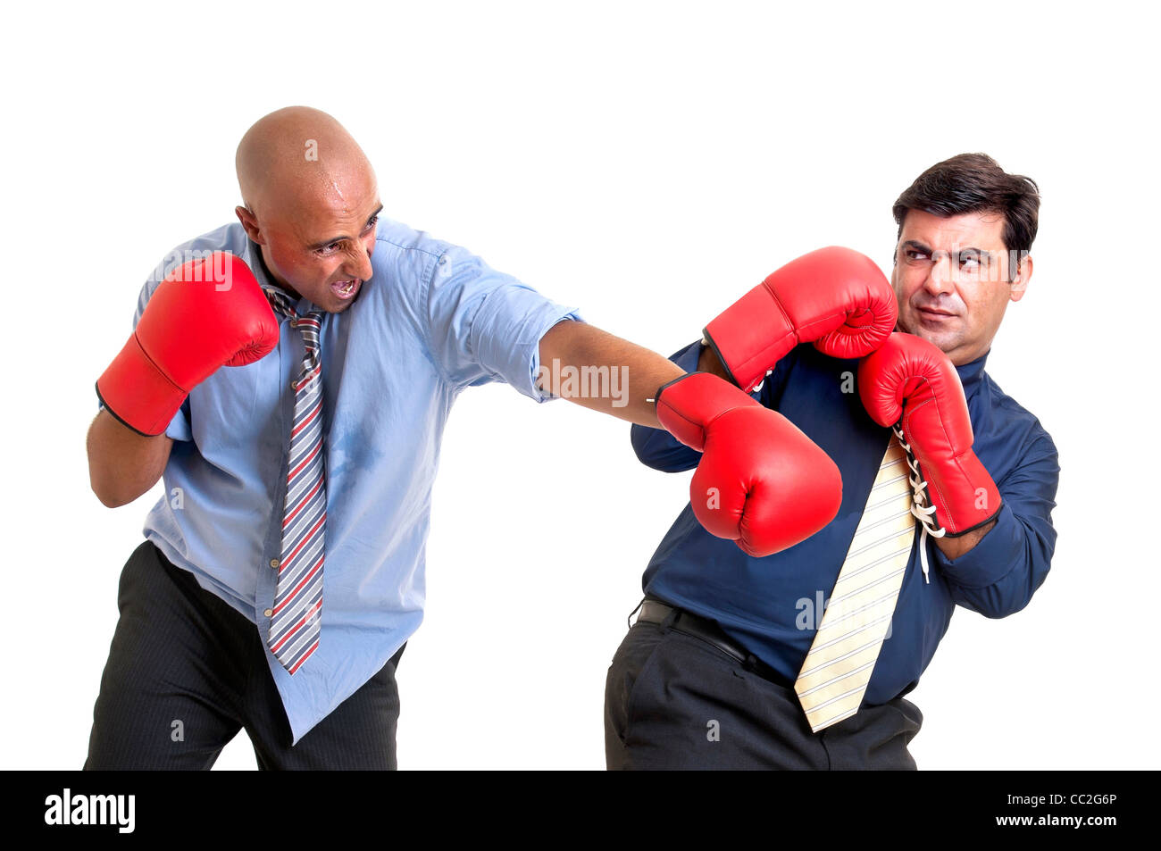 Businessmen boxing isolated in white Stock Photo - Alamy