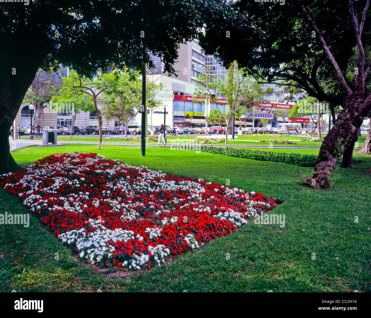 A well kept park in spring time in Miraflores Lima Peru South America ...