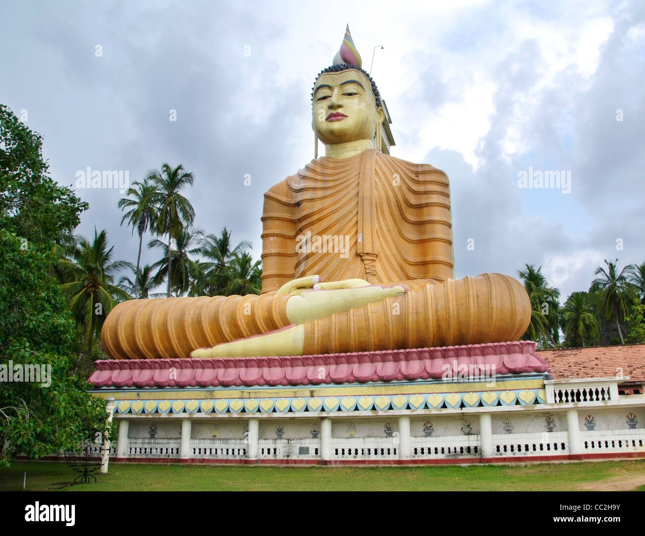 Buddha Statue at the temple of Wewurukannala Vihara in town of Dikwella ...