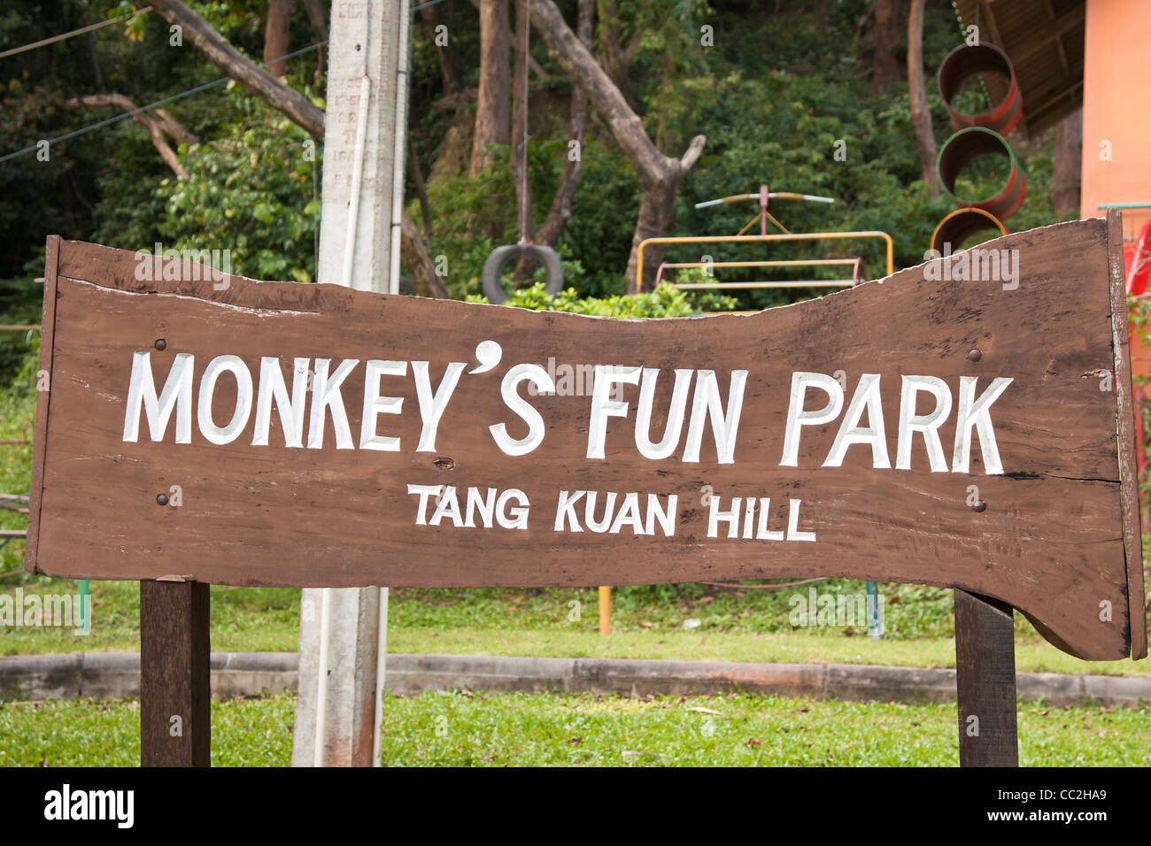 Monkey's fun park sign, Songkhla, Thailand Stock Photo - Alamy