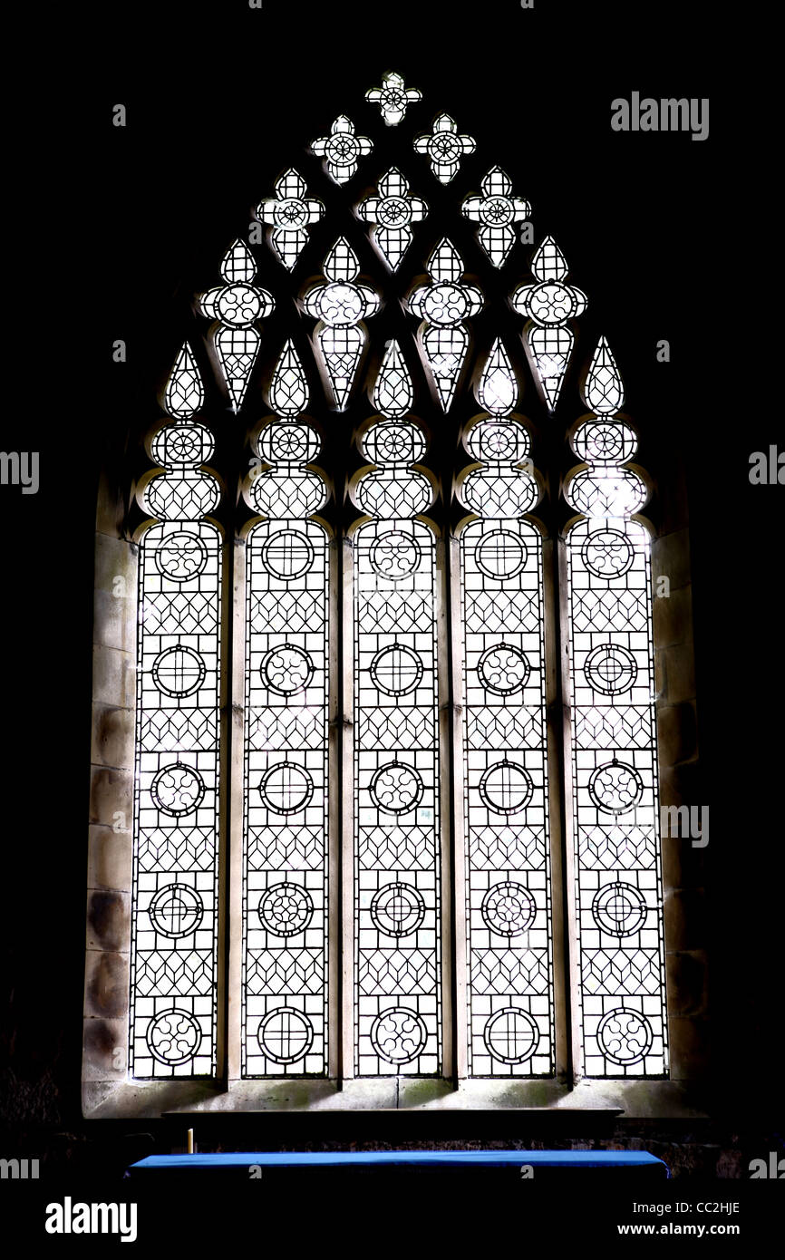 Leaded window, Church of St Cuthbert, Elsdon, Northumberland Stock ...