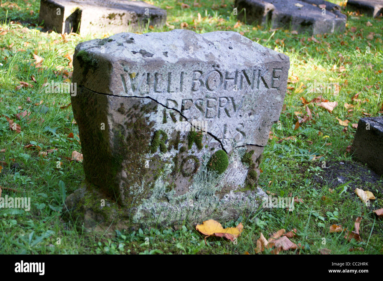 Grave stone of Willi Bohnke from the first world war, 1914, Melaten ...