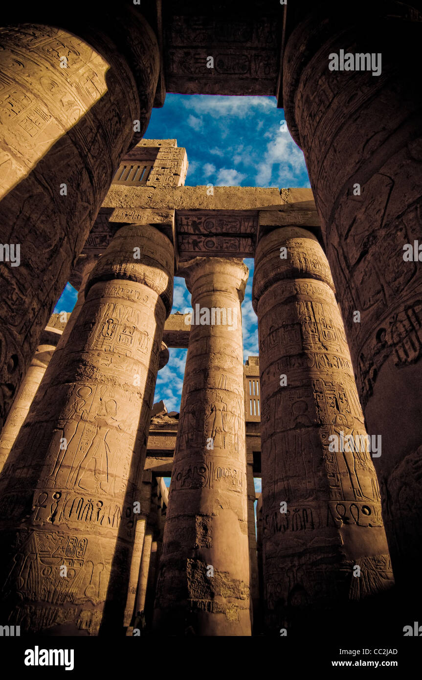 Great Hypostyle Hall at Karnak Temple, Egypt circa 1200 BC Stock Photo ...