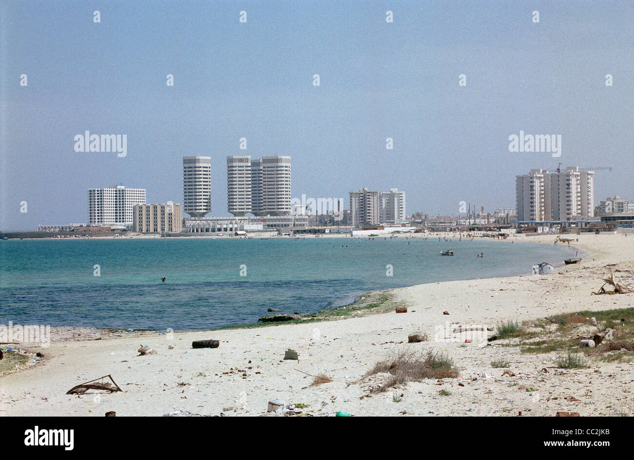 A beach popular with Libyans during the summer in in the Libyan capital ...