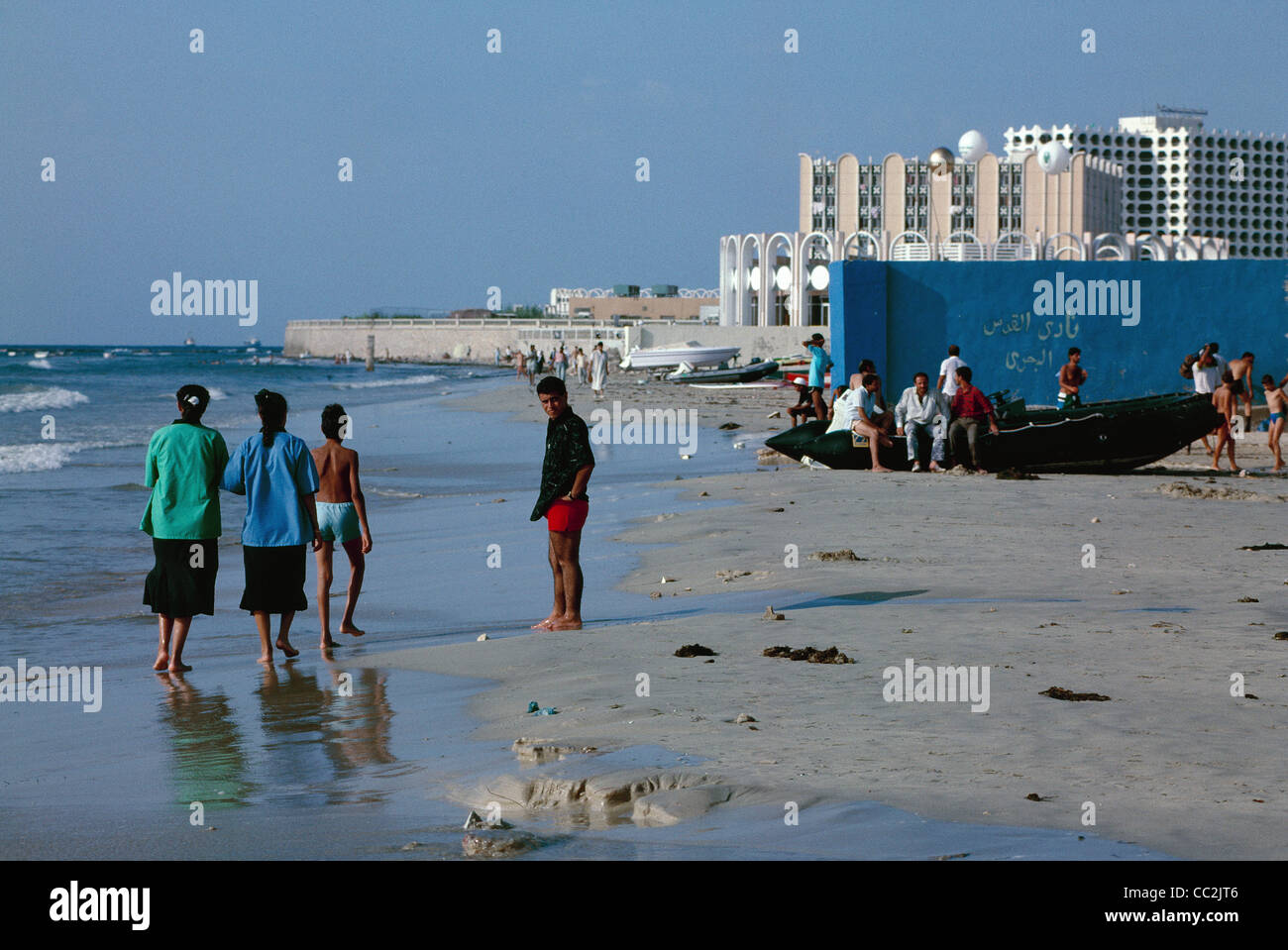 A beach popular with Libyans during the summer in in the Libyan capital ...