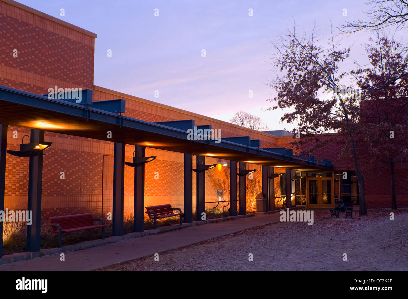 Public Library in West Saint Paul Minnesota at sunrise illuminated by ...