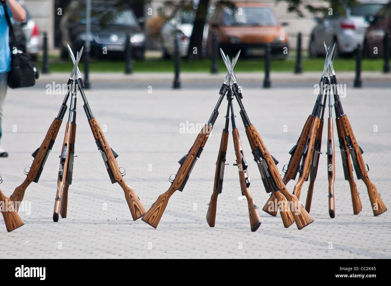 weapon arranged in the square during the disruption of the drill Stock ...