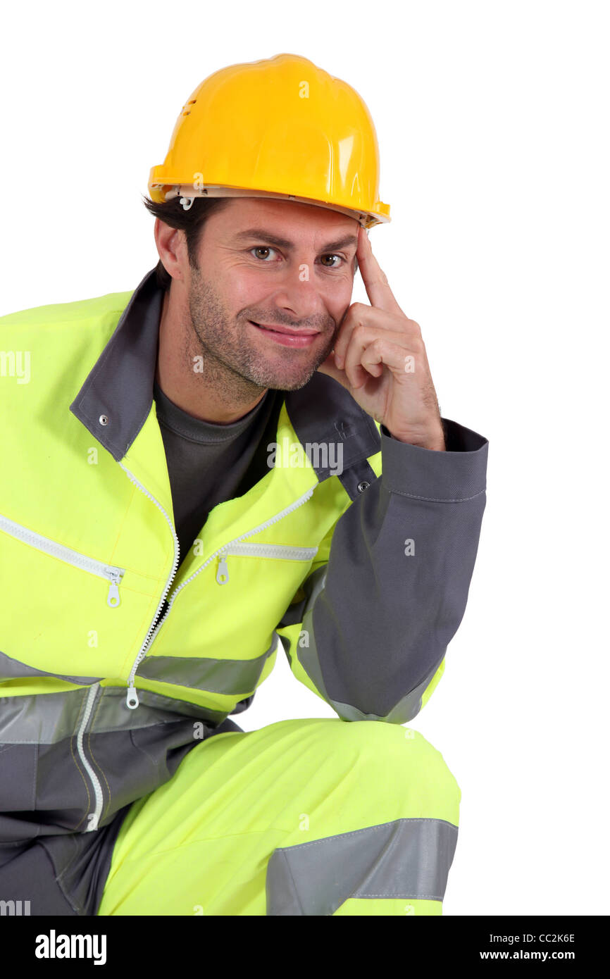Man in fluorescent overalls Stock Photo - Alamy