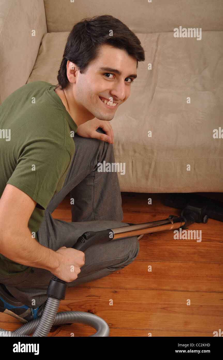 Housework vacuuming male hi-res stock photography and images - Alamy