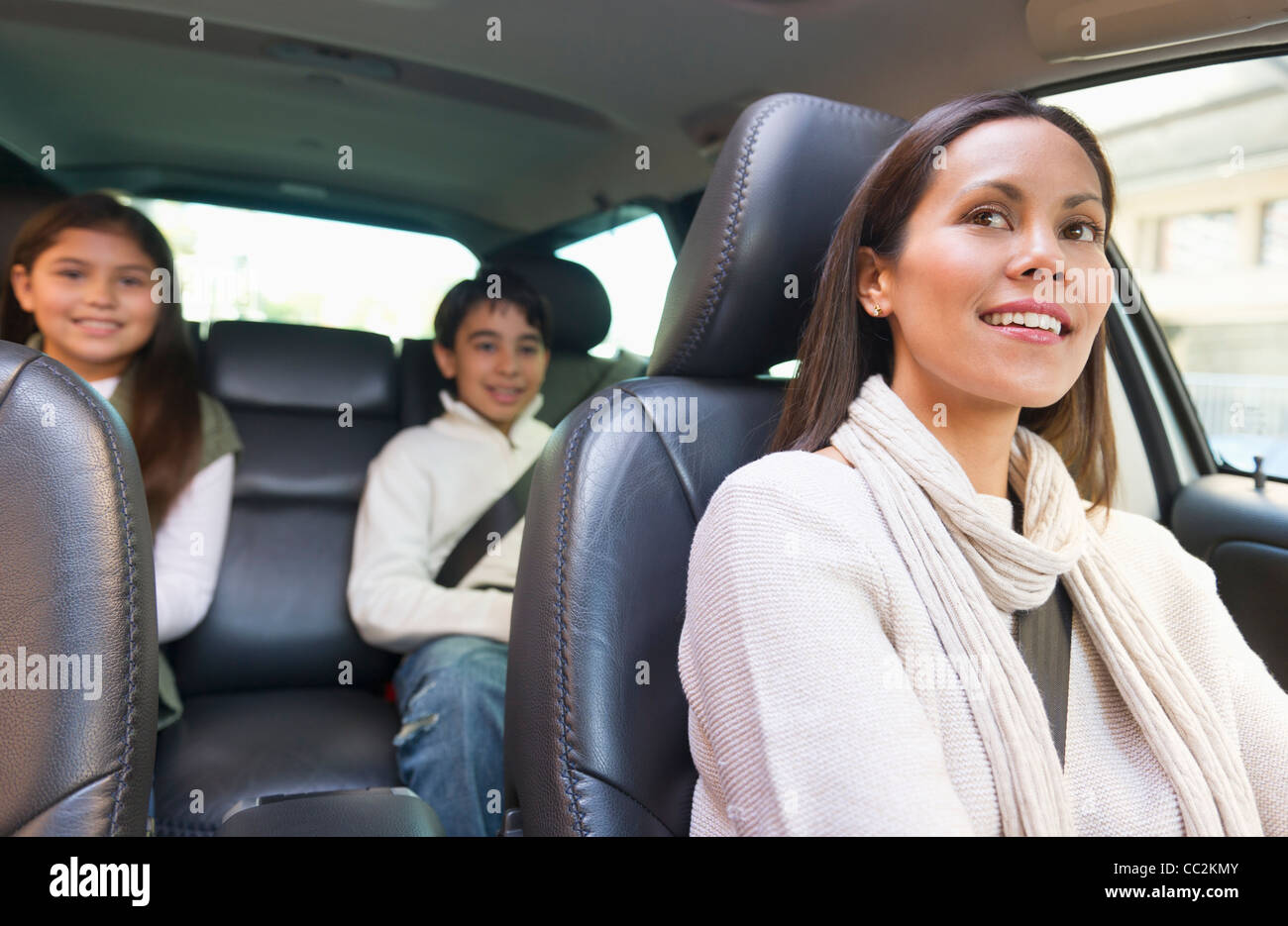 Mom driving car with kids hi-res stock photography and images - Alamy