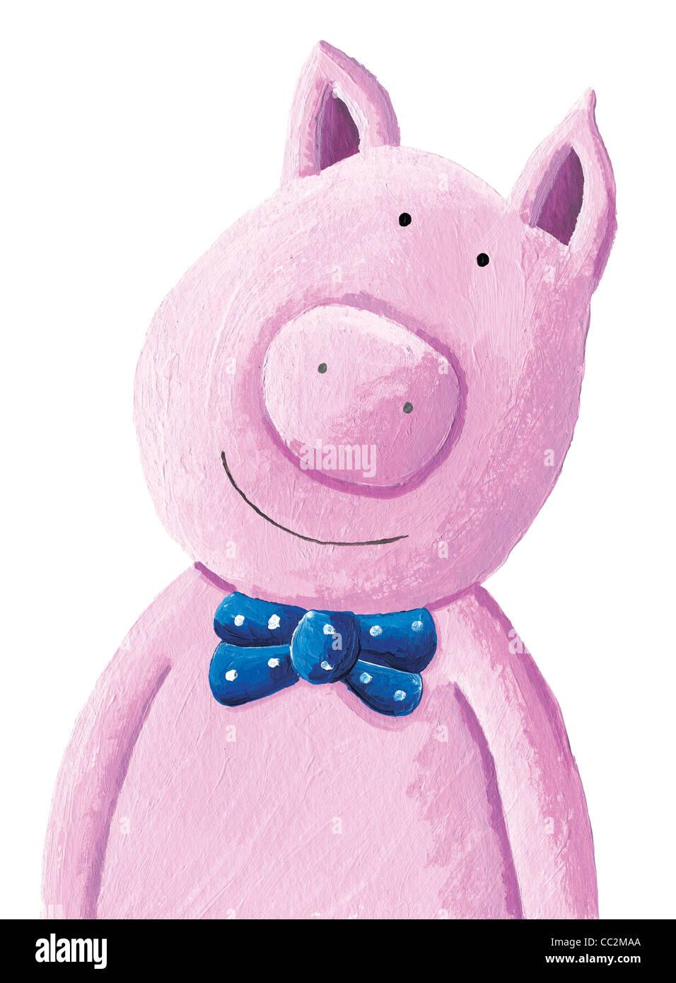 Illustration of cute pig wearing a bow Stock Photo - Alamy