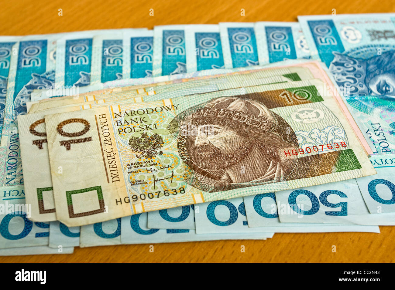 polish money - zloty, banknotes on the table Stock Photo - Alamy