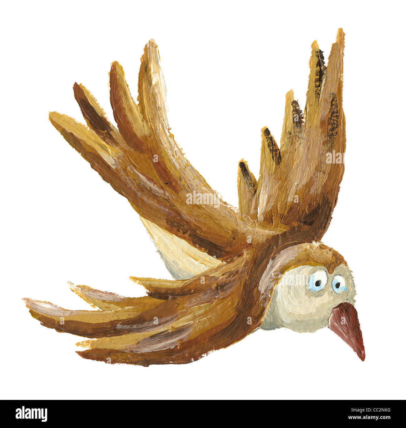 Illustration of brown bird flying Stock Photo - Alamy