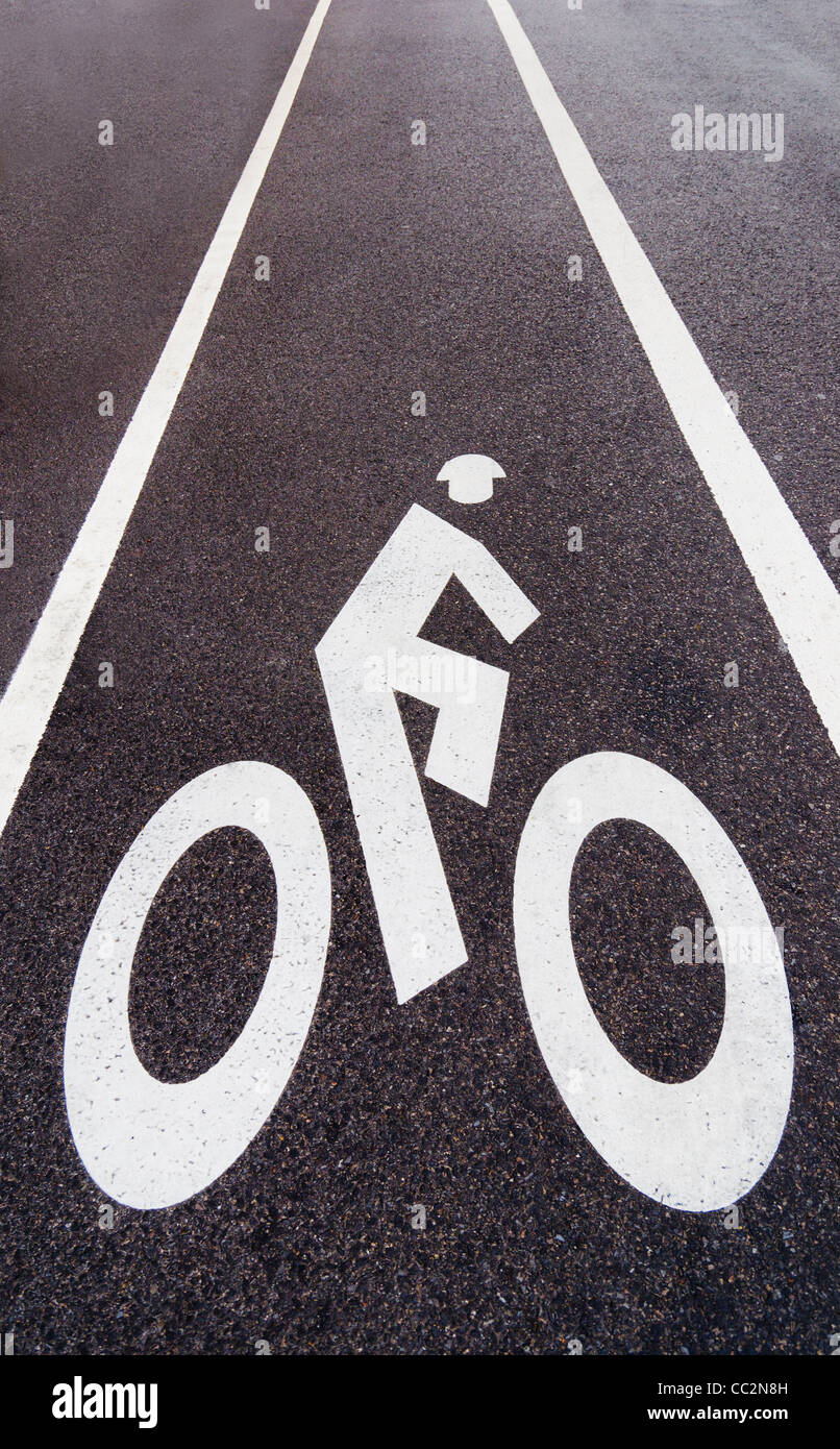 Sign on bike lane Stock Photo - Alamy