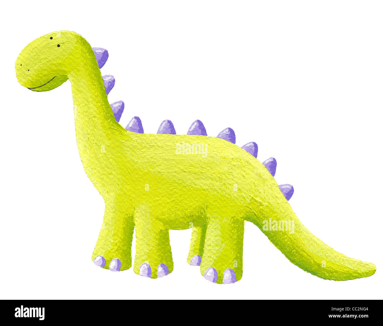 Acrylic illustration of cute green dinosaurs Stock Photo - Alamy