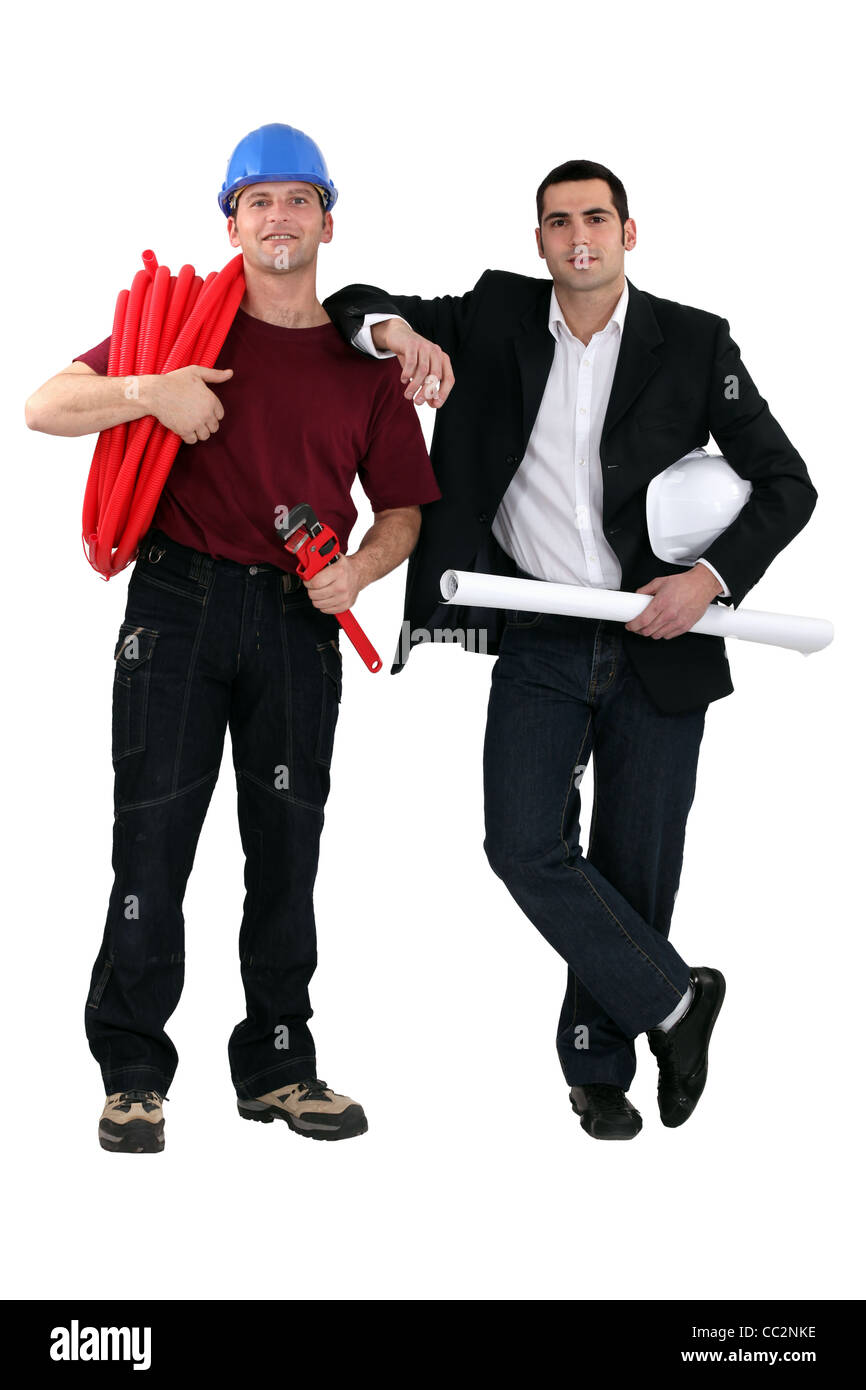 Plumber and architect Stock Photo - Alamy