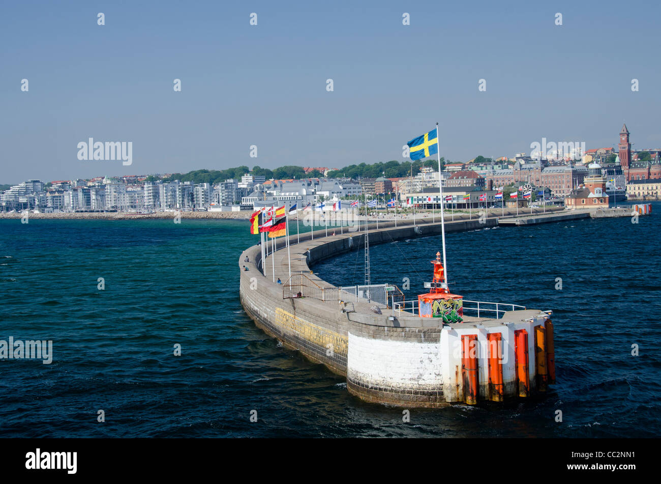 Sweden, Helsingborg. Waterfront port area of Helsingborg Stock Photo ...