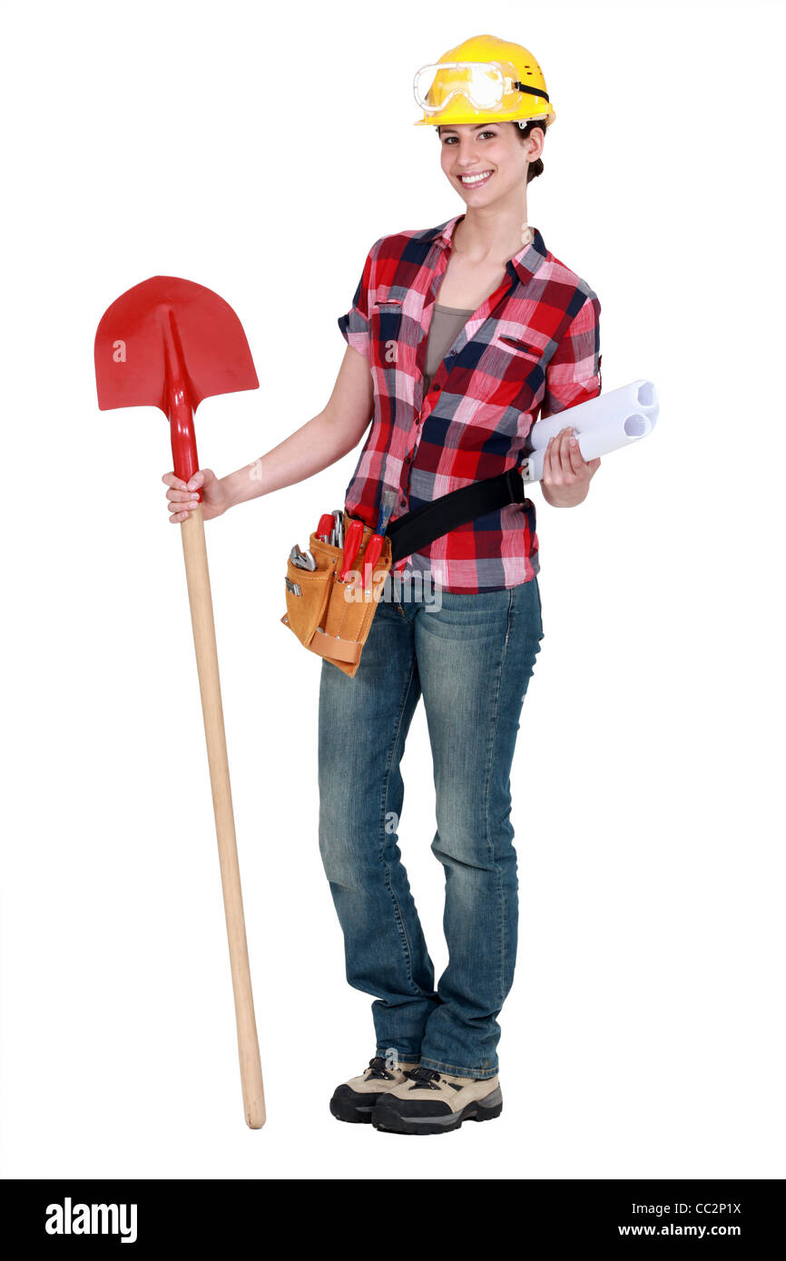 Portrait of a smiling tradeswoman Stock Photo - Alamy
