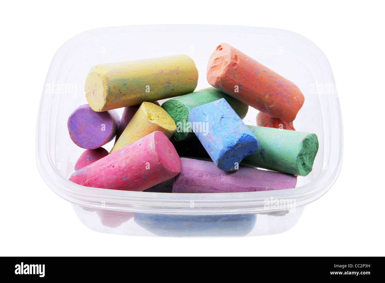 Color Chalks in Plastic Container Stock Photo - Alamy