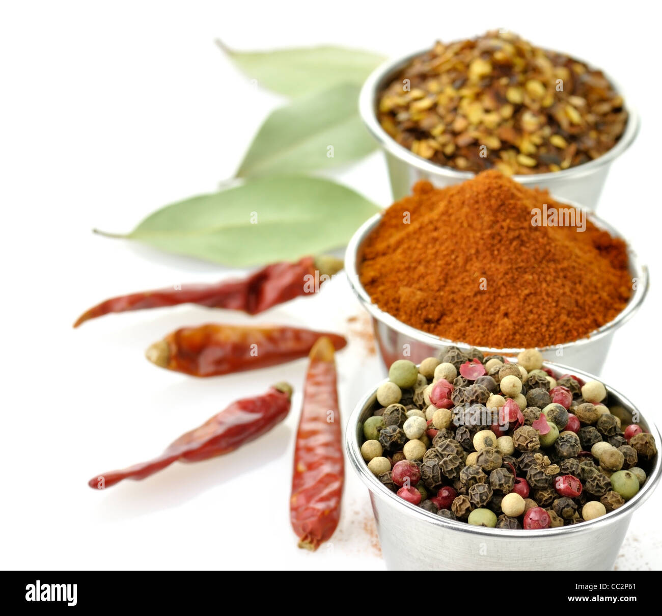 Assortment Of Spices On White Background Stock Photo - Alamy