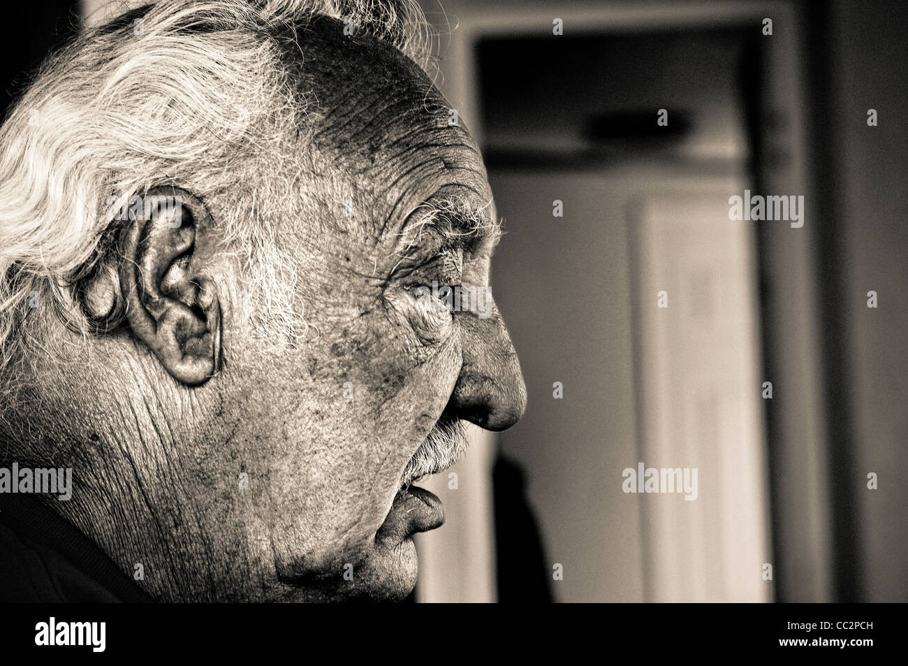 Profile portrait of an elderly man Stock Photo - Alamy