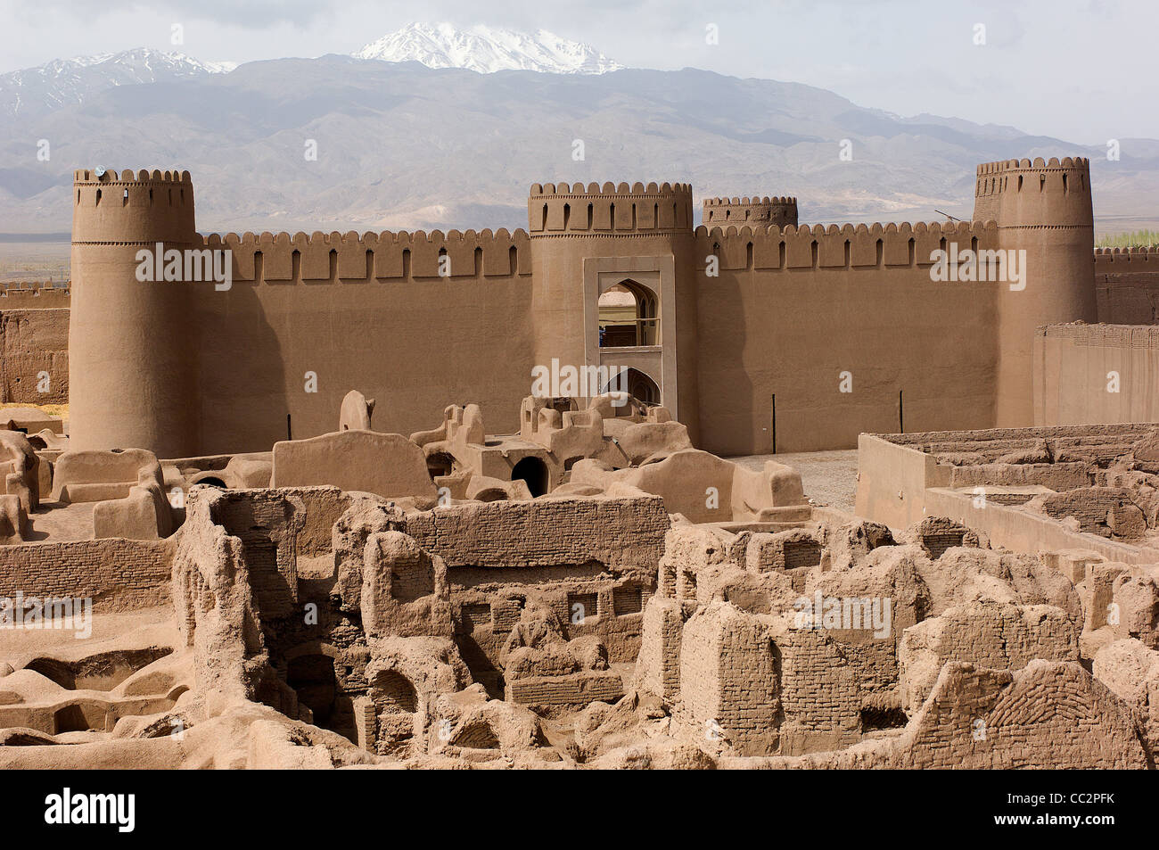 The adobe citadel in Rayen, a small town in the lee of Mt. Hezar, near ...